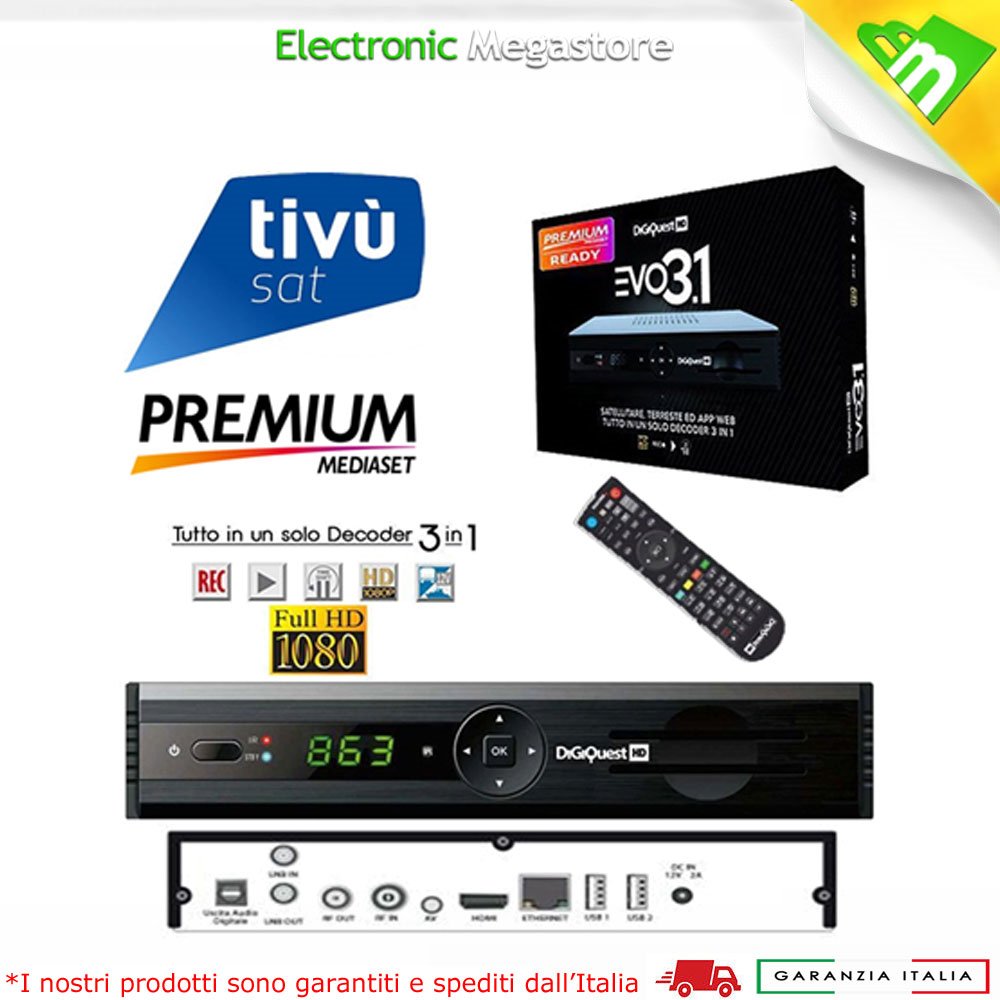 RICEVITORE DECODER DIGITALE TERRESTRE MHP INTERATTIVO MEDIASET PREMIUM ...