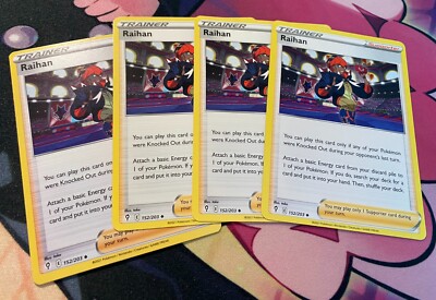 4x Raihan - Pokemon SWSH Evolving Skies 152/203 Regular Pokemon TCG ...