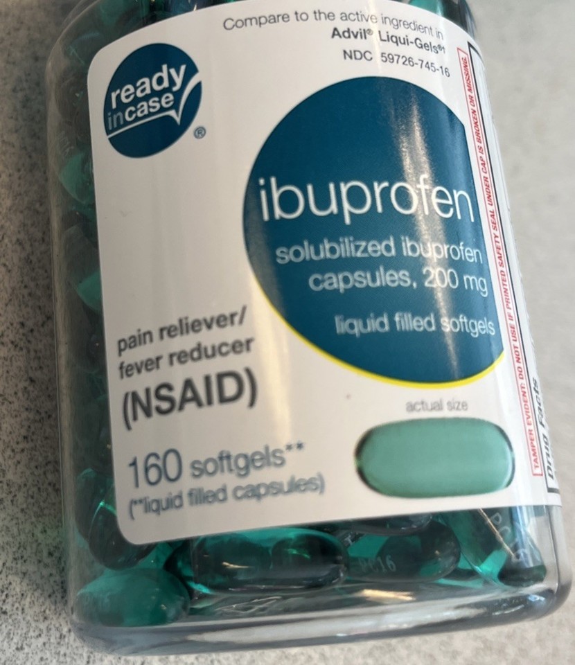 160 Liquid Filled Ibuprofen Mini Softgels, Pain Reliever / Fever ...
