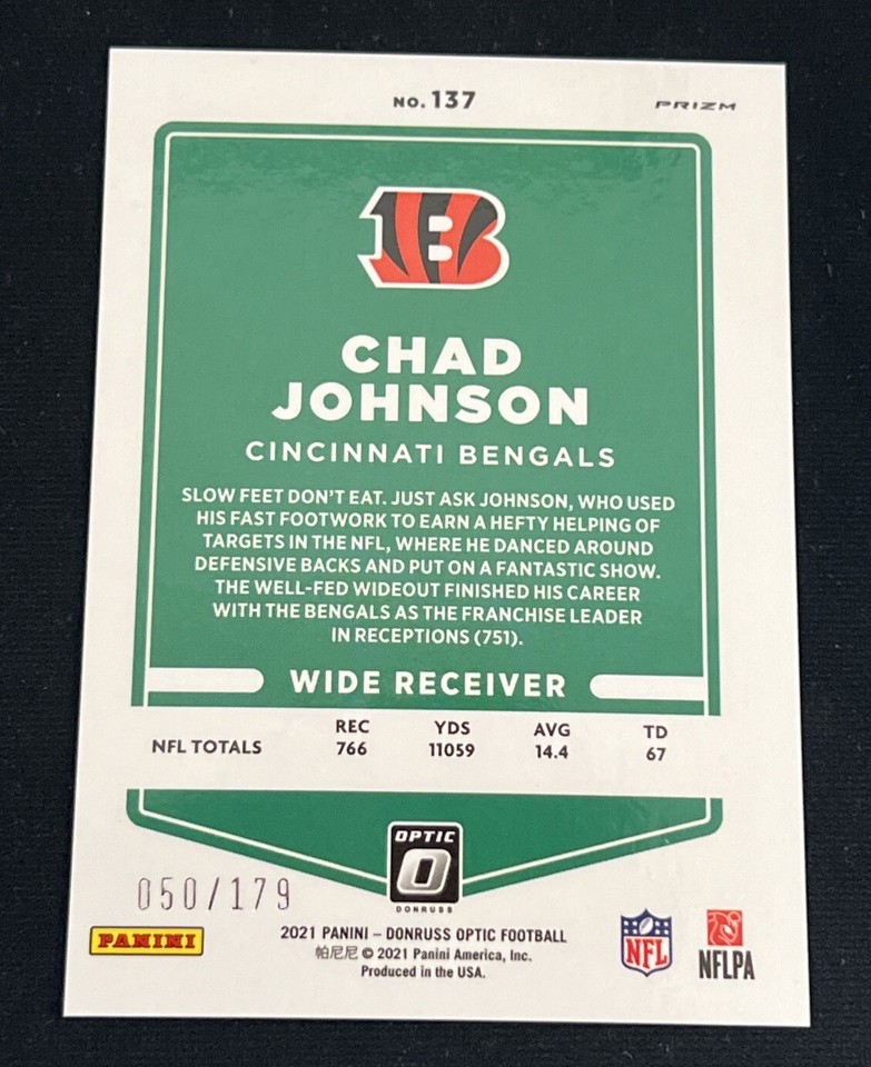 2021 Panini Donruss Optic Blue Prizm /179 Chad Johnson #137 Cincinnati ...