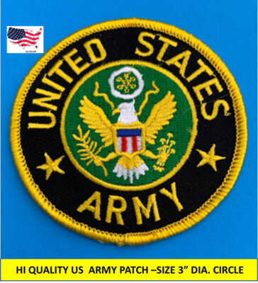 US ARMY EMBROIDERED PATCH IRON-ON SEW-ON 3" ROUND APPLIQUE - HIGH ...