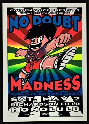 No Doubt POSTER Vandals Madness Silkscreen TAZ Honolulu HI Concert 1998 ...