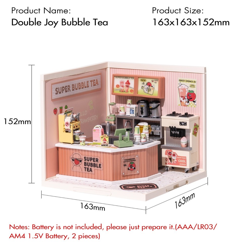 Rolife Super Creator Double Joy Bubble Tea Plastic DIY Mini 1:24 ...