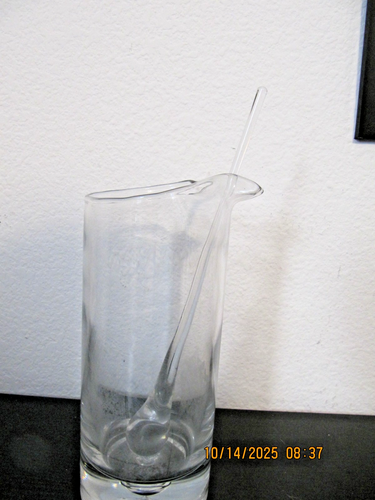 Vintage Mid Century Hand Blown Glass MARTINI PITCHER & GLASS STIRRER ...