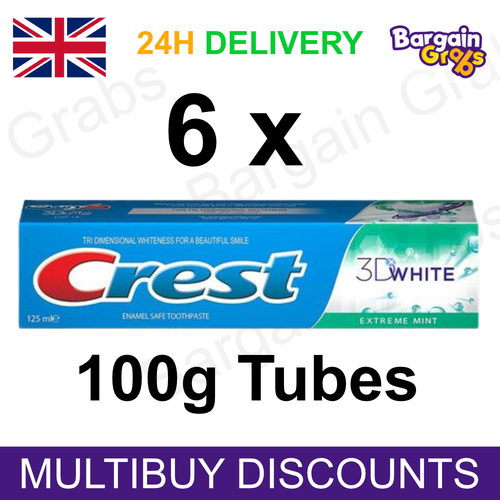 6 x 100ml - Crest 3D White Extreme Mint Toothpaste - Free Tracked ...