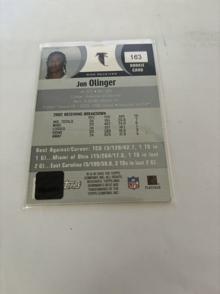 2003 Bowman Best Rookie Autograph Jon Olinger (#163) | eBay