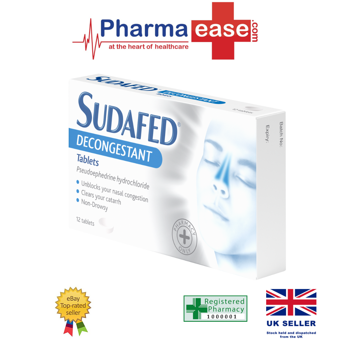 Sudafed Decongestant Tablets 12 - Treats Blocked/Stuffy Nose - Non ...