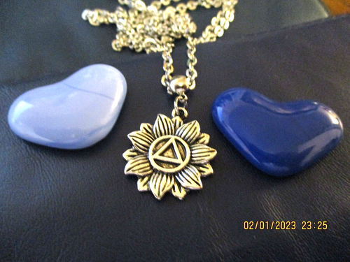 Alcoholic Anonymous 12 Step Green Blue AA Emblem 24" Chain Necklace | eBay