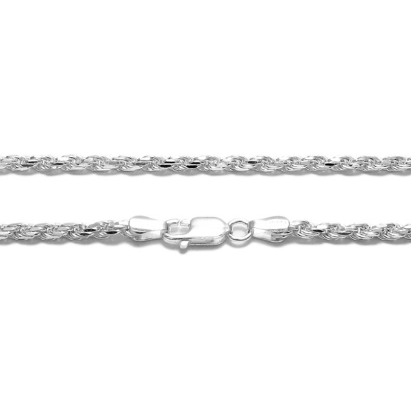 925 Sterling Silver Dia Cut Rope Chain Necklace 3mm (060 Gauge) | eBay