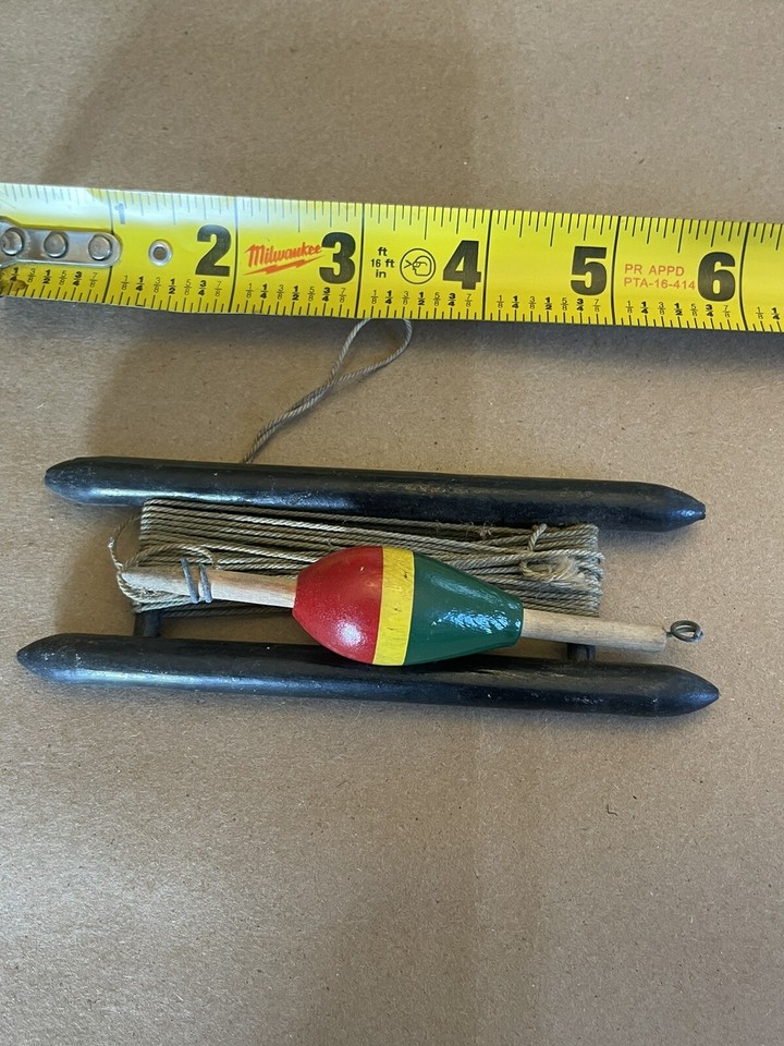 Vintage Wooden Fishing Float Bobber & Antique Fishing Hand Reel WInder ...