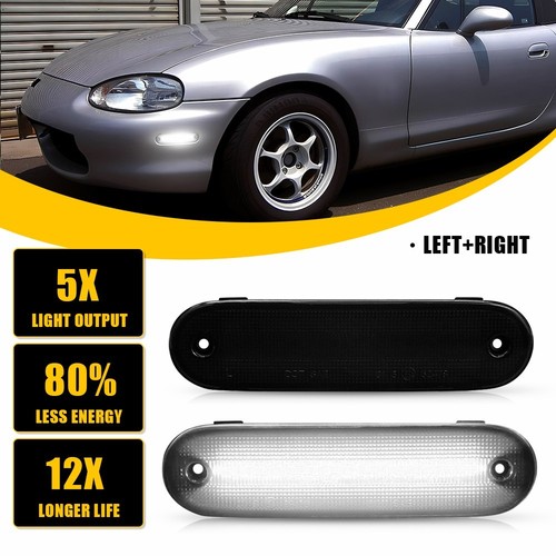 For 90-05 Mazda Miata MX-5 LED White Front/Rear Turn Signal Side Marker ...