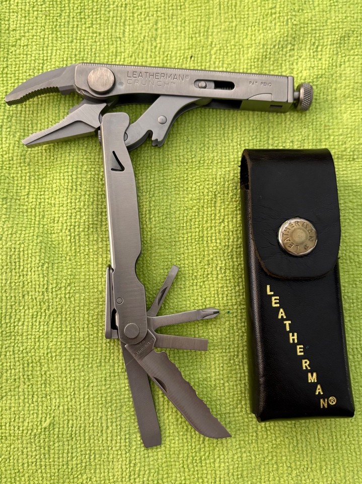 Vintage New Leatherman CRUNCH Multi- tool with Leather Sheath NIB MADE ...
