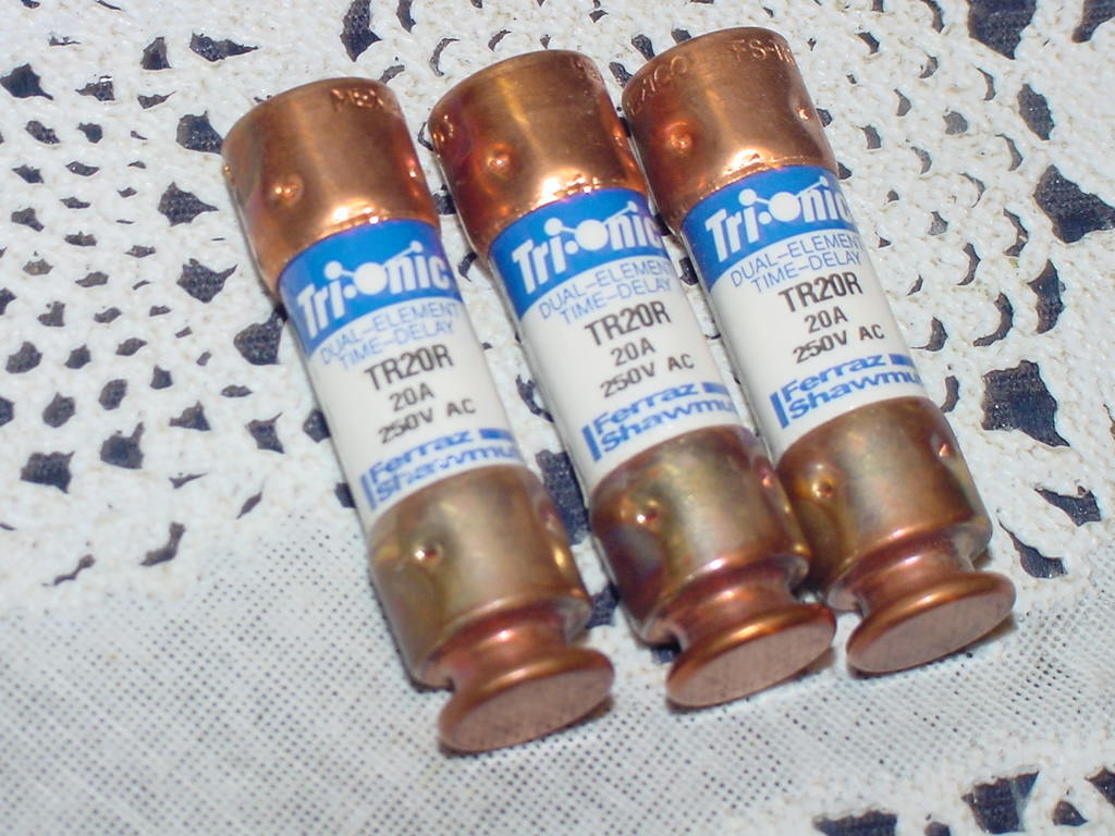 Three (3), Ferraz Shawmut TR20R Fuses, 250 Vac, 20 Amps, Time-Delay ...