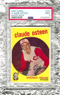 1959 Topps PSA 9 MINT Claude Osteen #224 White Newly Graded Cincinnati ...