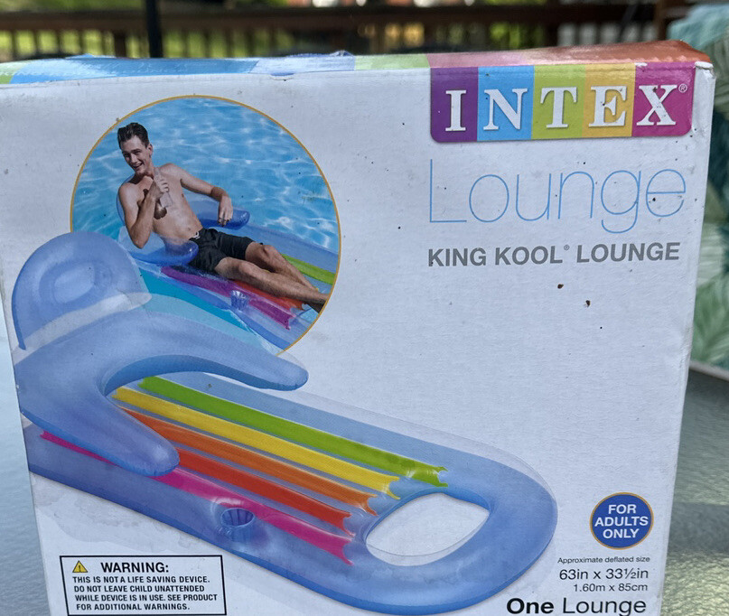 Intex King Kool Lounge Floating Swimming Pool Lounger with Headrest ...