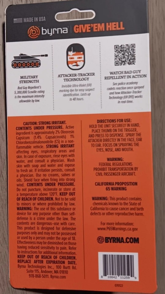 Byrna Bad Guy Repellent "Give'em Hell" 2.0 OZ | eBay
