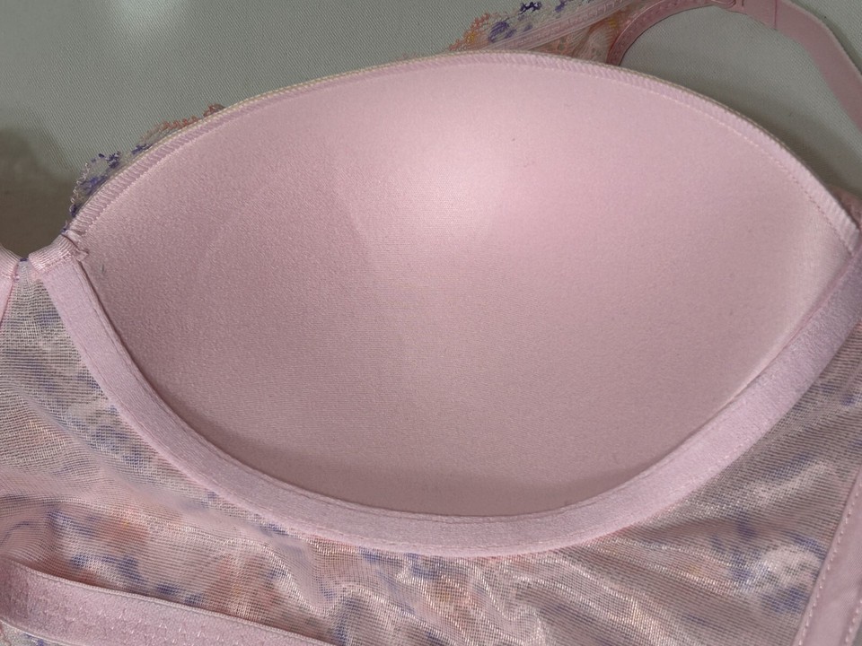 Maidenform Wireless Longline Halter Bra 36D Convertible Pink Floral ...