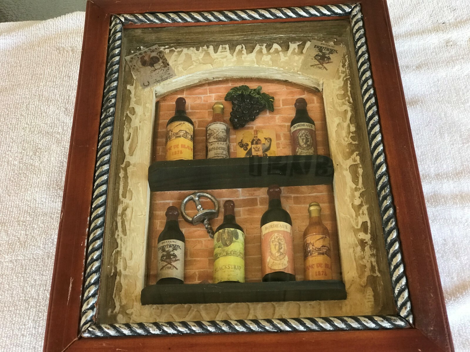 Vintage Wine Bottle Shadow Box Corkscrew Display 16” X 12.5” Lot ...