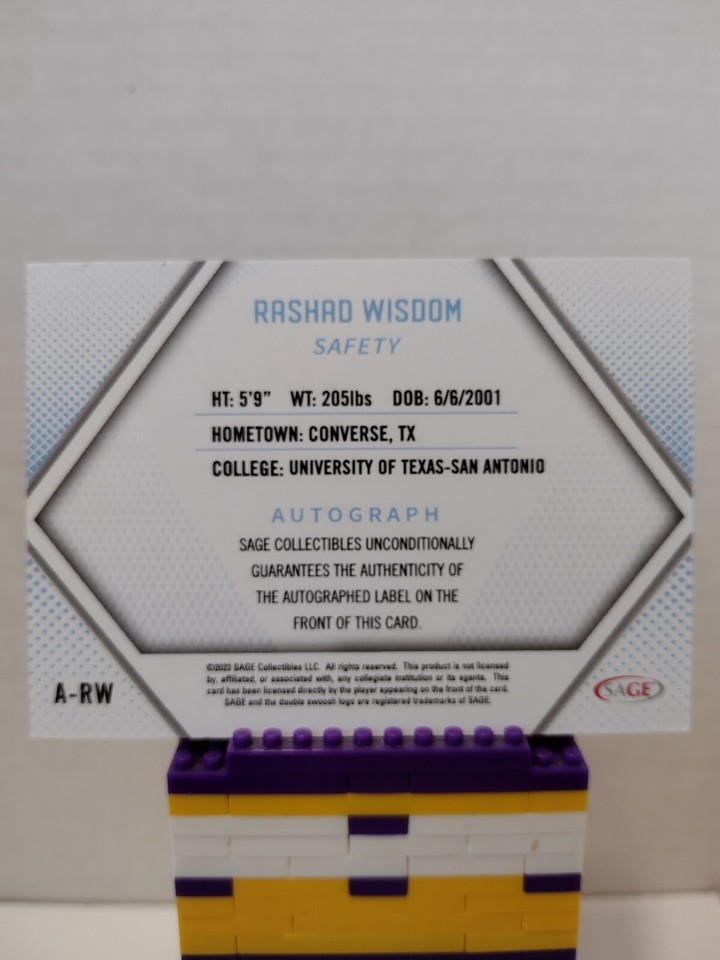 Rashad Wisdom 2023 Sage Red Parallel Auto #A-RW | eBay