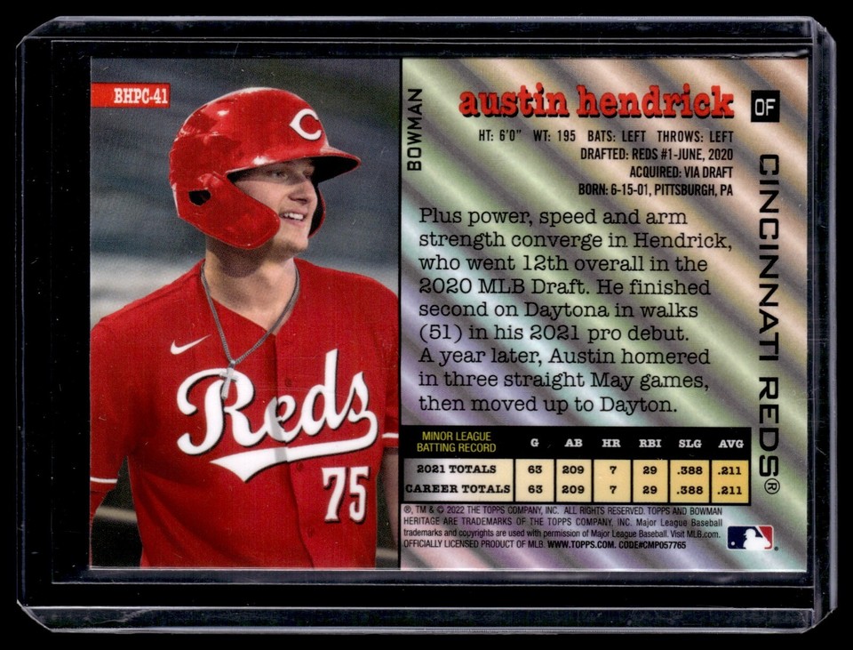 Austin Hendrick 2022 Bowman Heritage Chrome Prospects #BHPC-41 ...