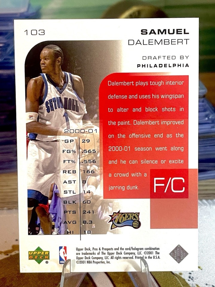 2001-02 UD Pros & Prospects Basketball Samuel Dalembert RC /1000 ...