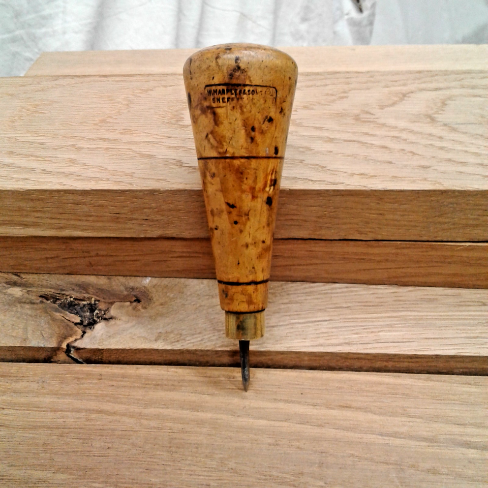 Vintage W.MARPLES & SONS wood ~ leatherwork Awl/Bradawl 5" long, brass ...