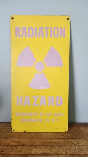 RARE! Department of the Army Radiation Hazard metal sign 24"×12" | eBay