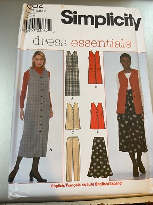Simplicity Pattern 8332 Ms DRESS ESSENTIALS Jumper~Vest~Skirt & Pants ...