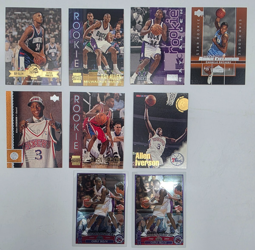 LOT of 9 NBA Rookie Cards, Ray Allen, Allen Iverson, Chris Bosh ...