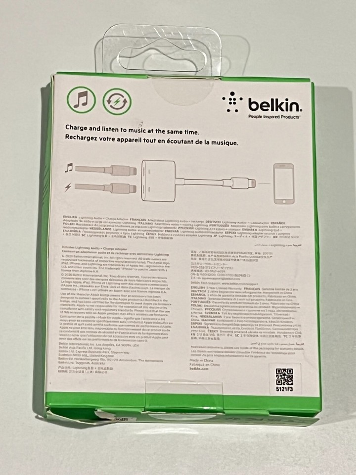 Belkin Audio + Charge Rockstar Adapter for iPhone - White OPEN BOX | eBay