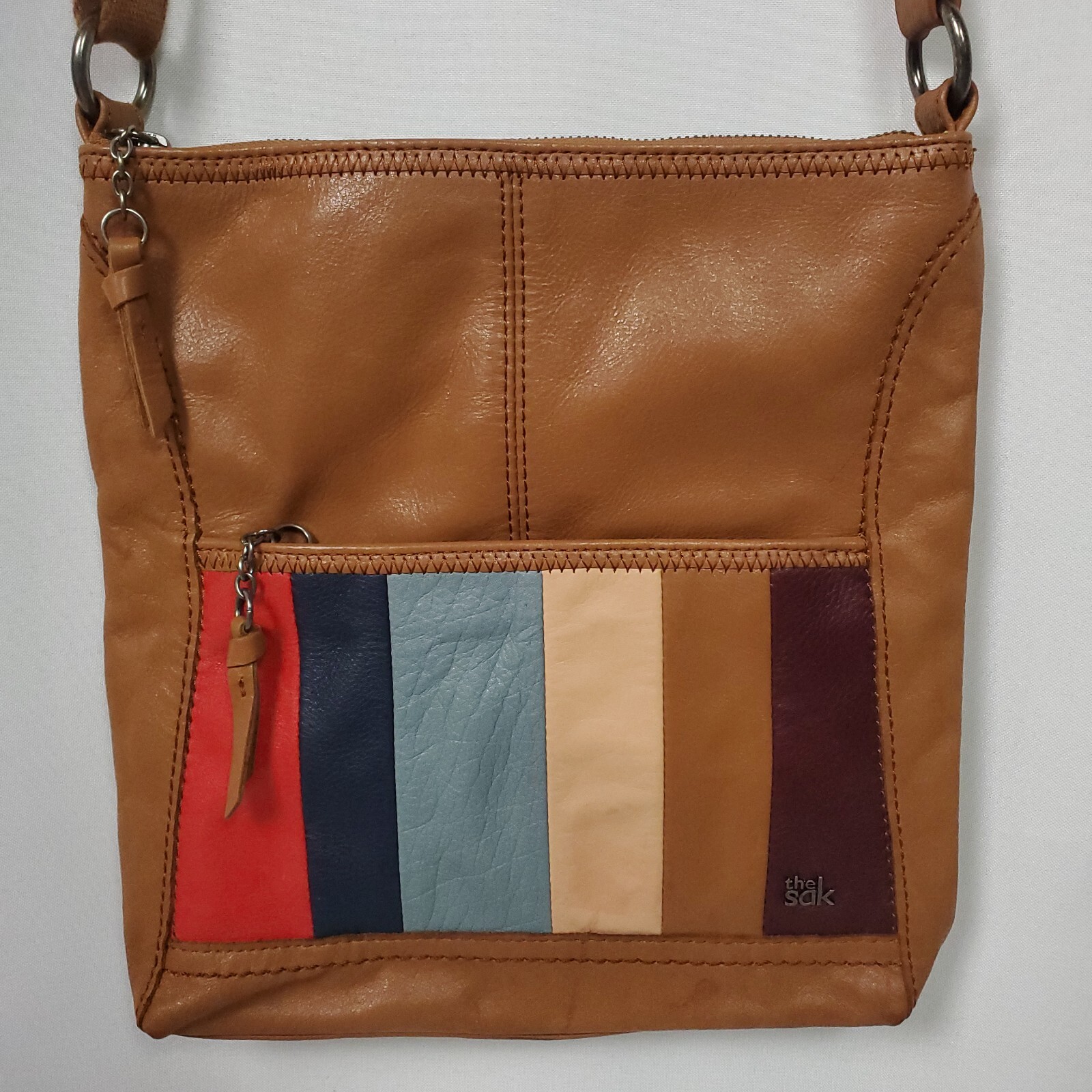 Vintage The Sak Leather Crossbody Iris Bag Sienna Colorblock Stripe ...
