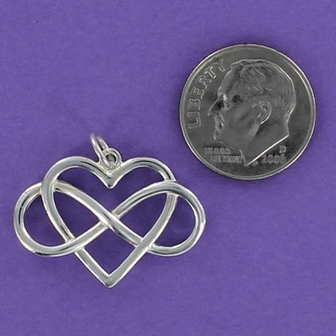 Infinity Heart Charm - 925 Sterling Silver - Infinite Pendant Love ...