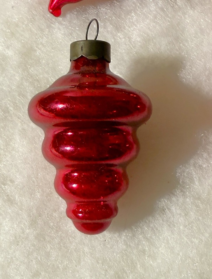 12 Vtg Shiny Brite Premier Glass Xmas Ornaments Neat Shapes Cone Top ...