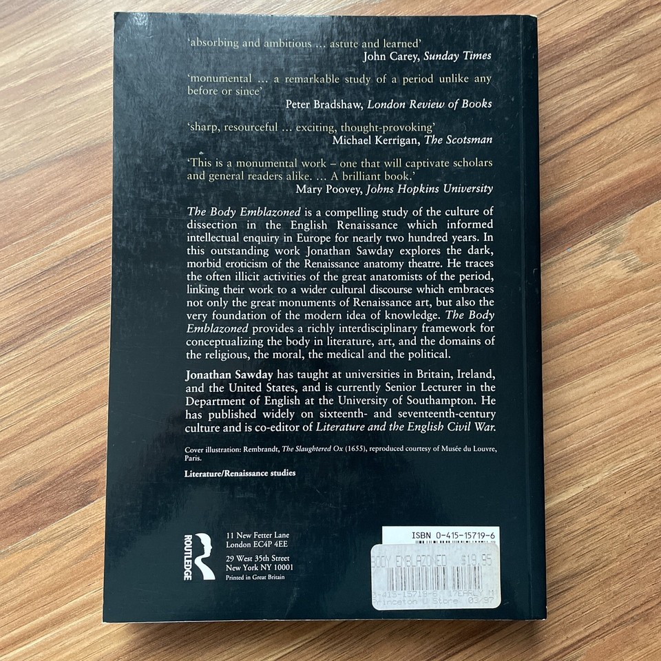 The Body Emblazoned: Dissection and the Human Body in Renaissance ...