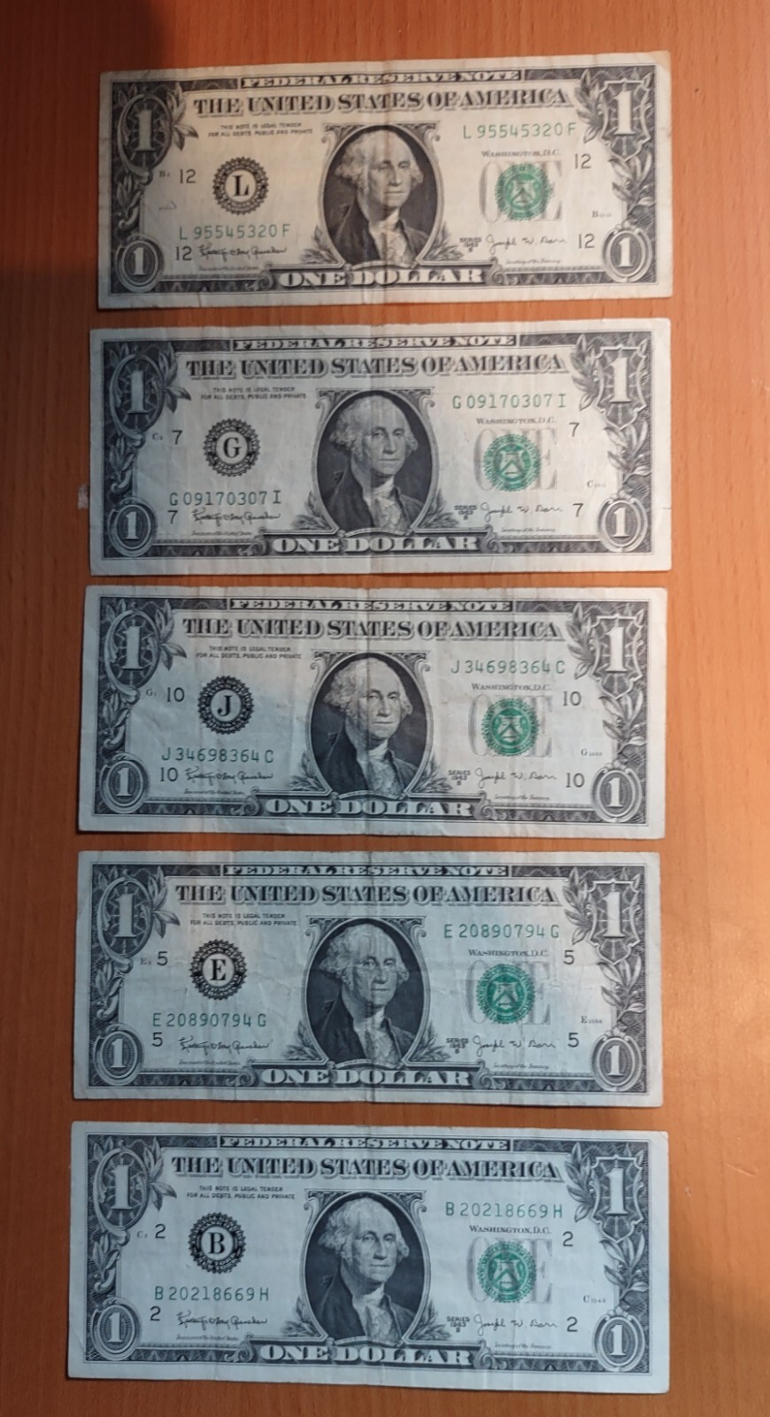 1963b $1 BARR NOTE COMPLETE SET OF 5 - New York, Richmond, Chicago, KC ...