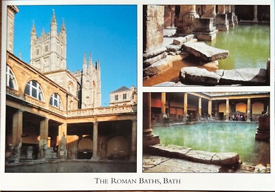 Vintage Postcard Multiple View Roman Baths and Abbey Bath England ...