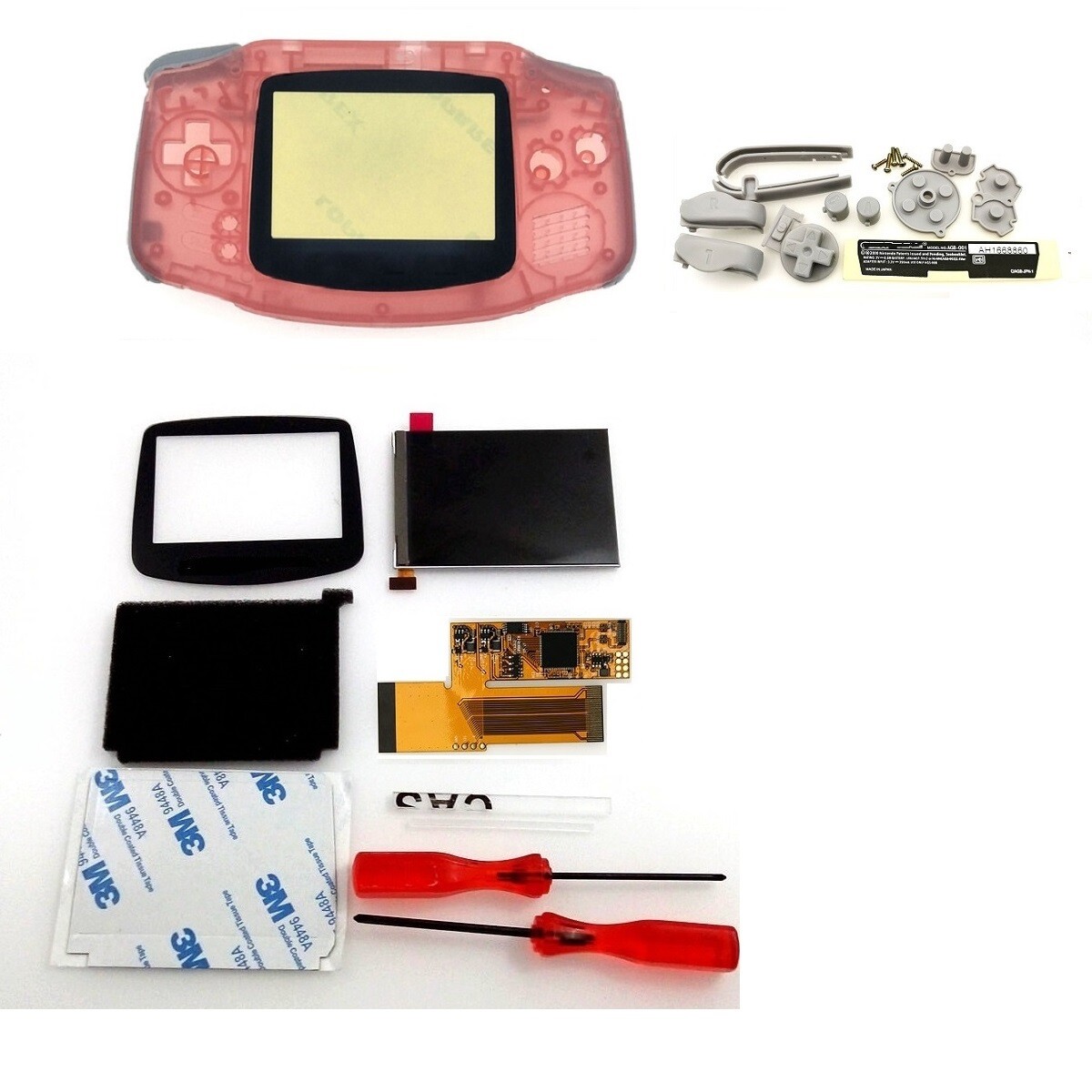 GBA IPS Screen Mod GBA IPS V2 Backlight Screen Mod Kit With Pre-cut ...