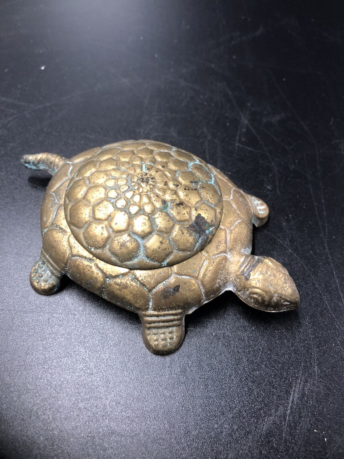 Vintage Brass Turtle Trinket Box 4” With Lid Marked Italy Tortoise ...