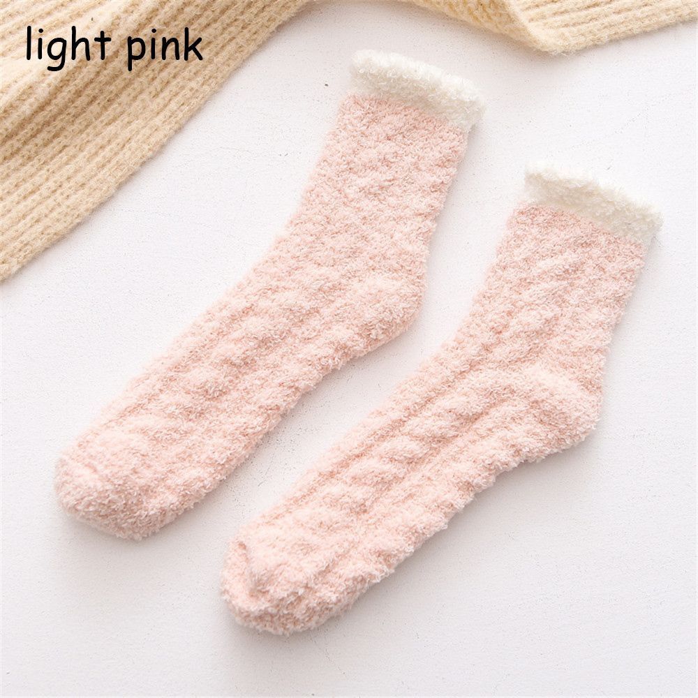 Winter Warm Sleep Bed Sock Soft Thickening Cashmere Sox Coral velvet ...
