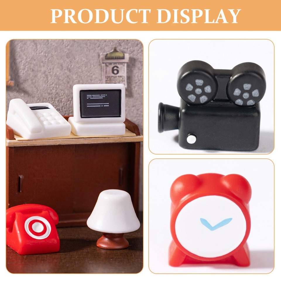 Vintage Style Tiny Radio Retro Alarm Clock Mini House Computer Models ...