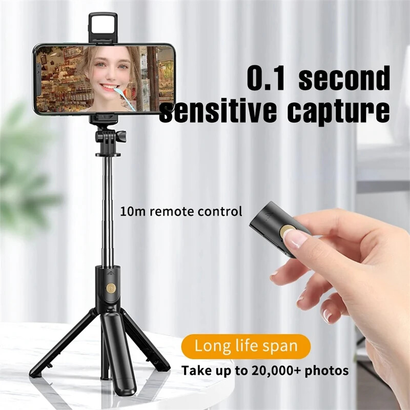 Bluetooth Selfie Stick Tripod with Remote & Fill Light | Telescopic ...