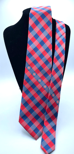 Chicago Cubs Team Logo Tie Blue Red Plaid Genuine MLB 57inches long | eBay