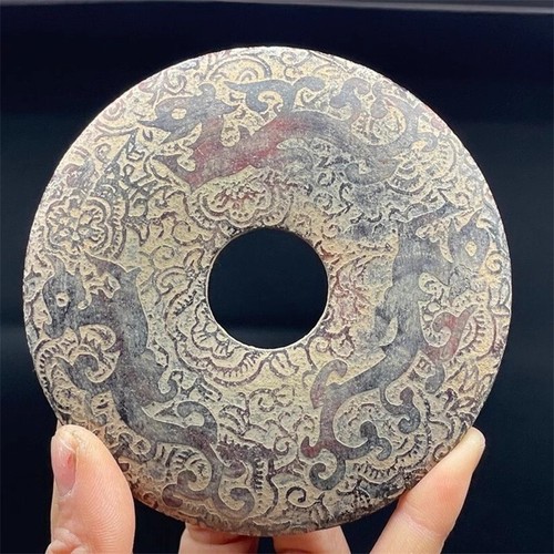 Old jade bi,Chinese Jade ware Carved relief Dragon pattern round | eBay