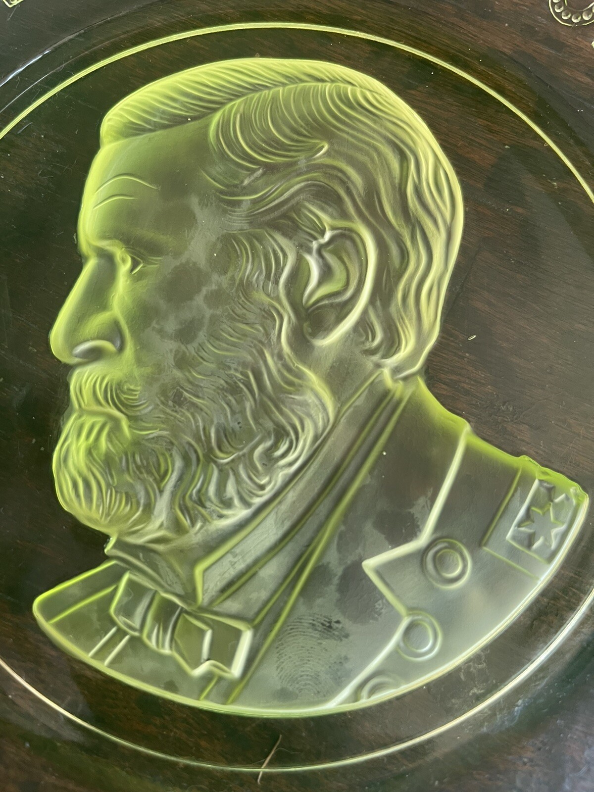 SET rare Bryce Glass EAPG U.S. Grant Bowl Plate Vaseline Blue Clear ...