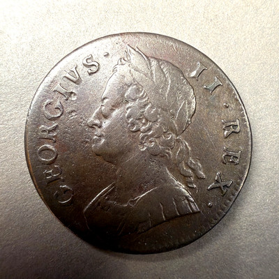 1747 George II Old Bust UK Halfpenny Copper Coin – GEORGIVS Legend ...