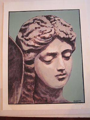 M. LAYNE LITHOGRAPH "GUARDIAN ANGEL" SIGNED #5/75 - 13" X 16 1/2" NICE ...