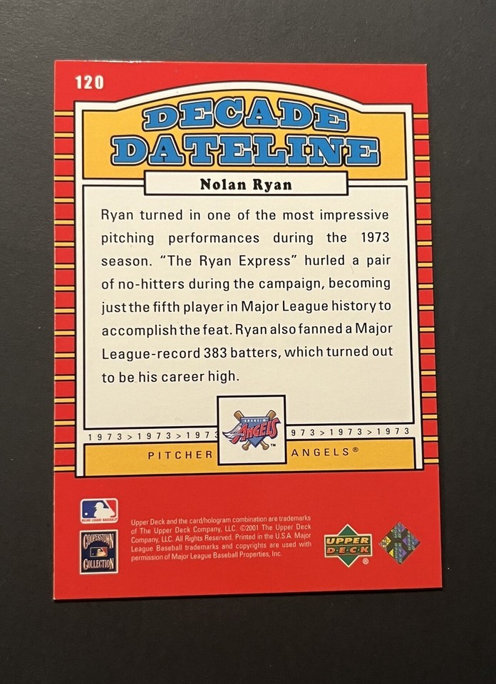 2001 Upper Deck Decade 1970's Baseball Card #120 Nolan Ryan DD | eBay