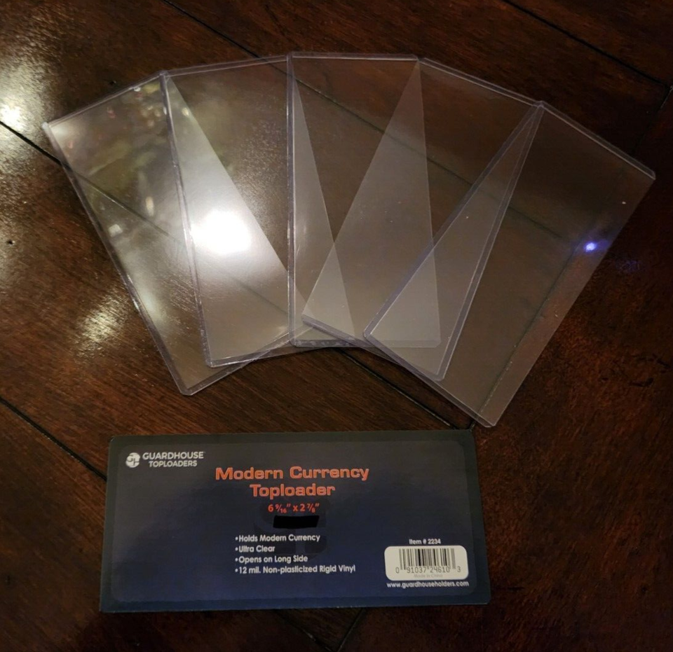 5 Modern Guardhouse Currency Banknote Holder Semi-Rigid Toploader Free ...