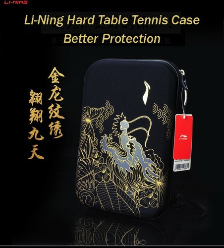 Genuine Li-Ning Black Rectangular Table Tennis Racket Case Gold Dragon ...