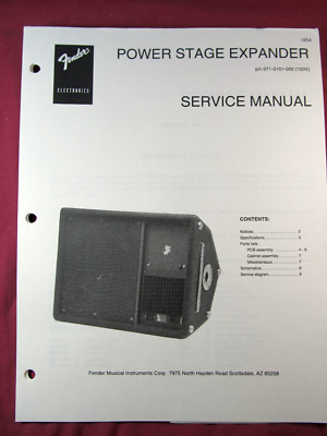Fender Power Stage Expander (Monitor) Service Manual | eBay
